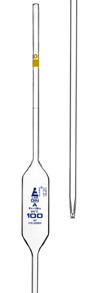 Bulb Form Pipette, 100ml – Class A, Tolerance ±0.080 – Blue Graduations ...