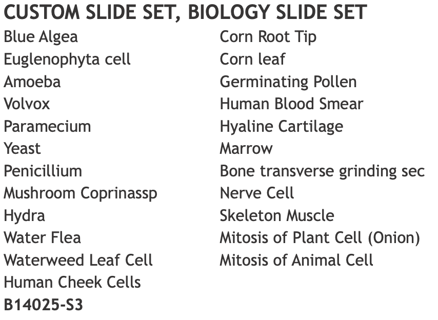 Prepared Custom Slide Biology Slide Set (23/Set) | KLM Bio Scientific