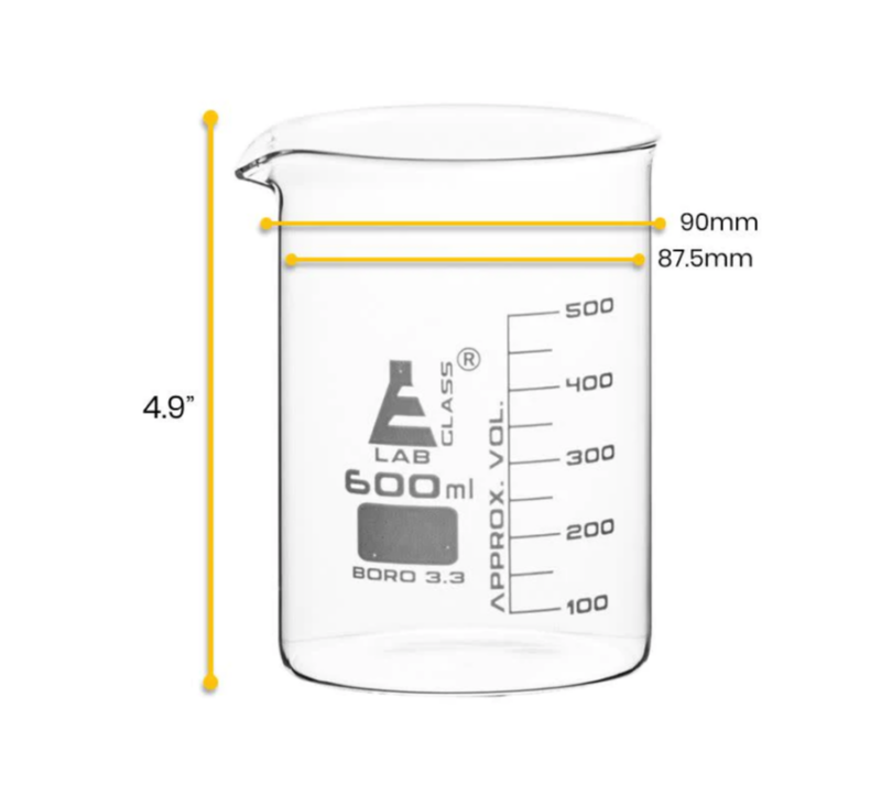 600 ml Glass Beaker, Low Form (EACH) | KLM Bio Scientific